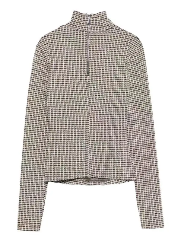 Patrizia Pepe Micro-check High-neck Top - Neutrals
