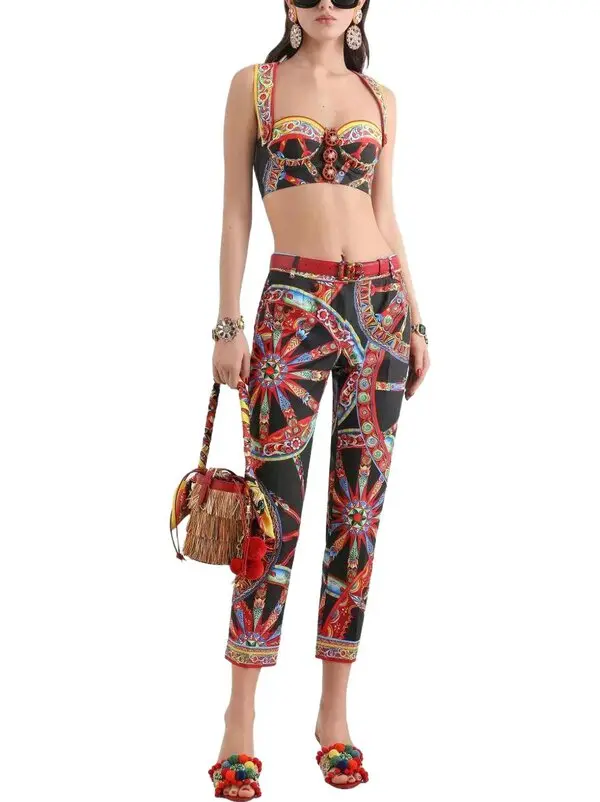Dolce & Gabbana Carretto-print Poplin Trousers - Black