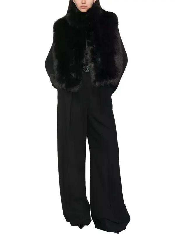 Patrizia Pepe Faux-fur High-neck Gillet - Black