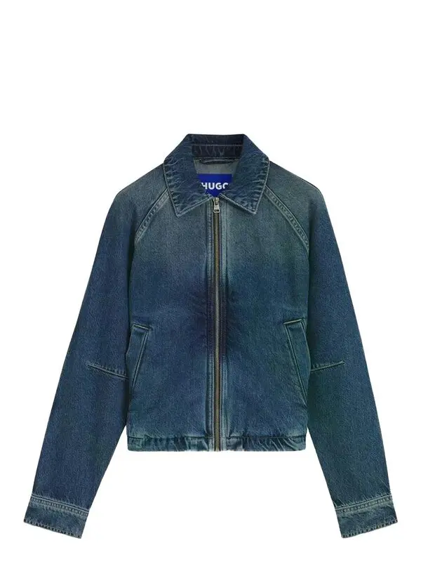 Hugo Grady B Zippered Bomber Jacket In Denim - Blue