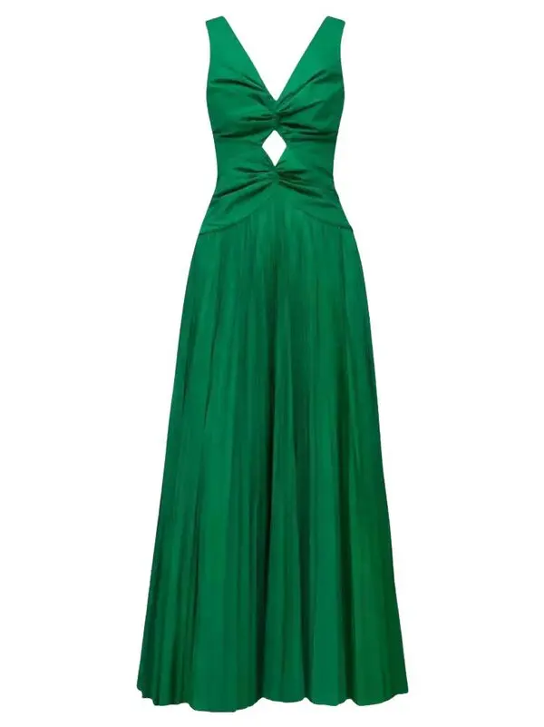 Simkhai Vivianne Cutout Pleated Maxi Dress - Green