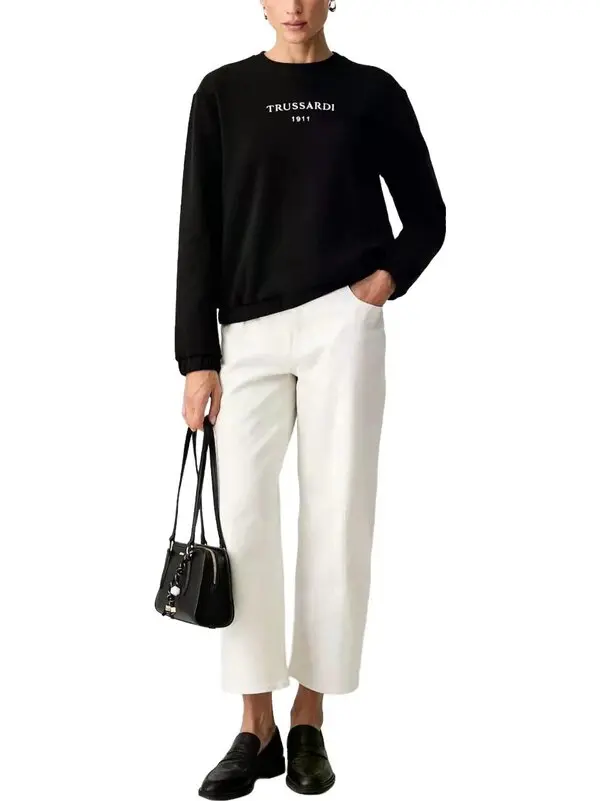 TRUSSARDI Logo Embroidered Crewneck Sweatshirt - Black