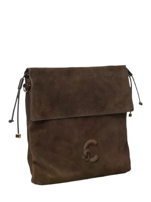 COCCINELLE Suede Logo-patch Shoulder Bag - Brown