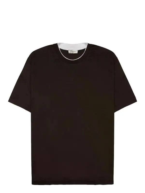 PAOLO PECORA Layered-detail T-shirt - Brown