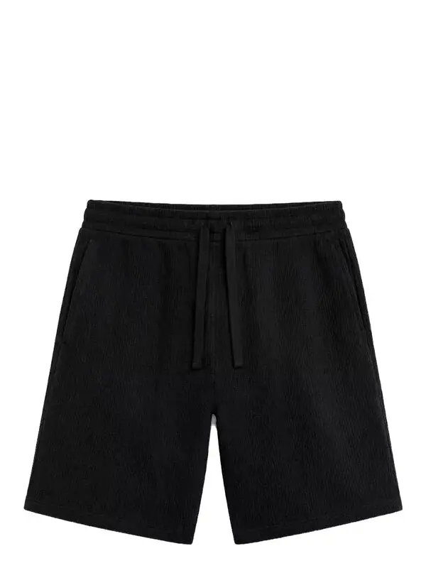 SWEET PANTS Waffle-knit Logo-patch Shorts - Black