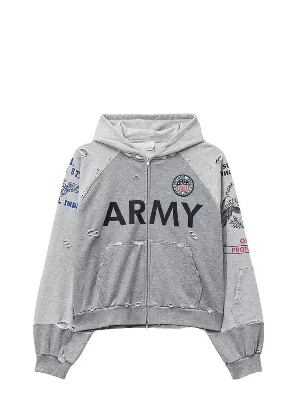 PROTOCOL INDEX Reconstructed Distressed Hoodie - Grey