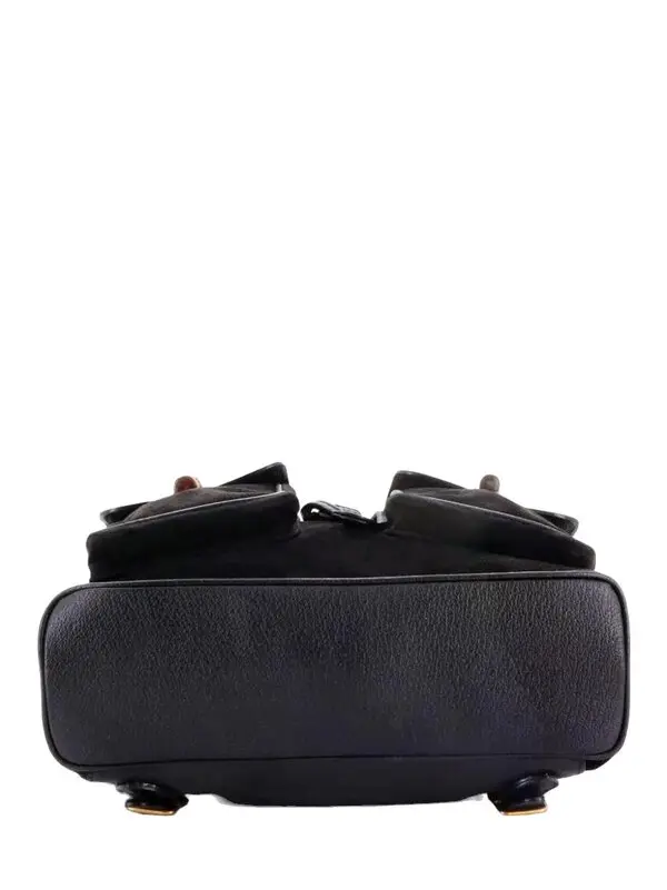 Gucci Vintage Bamboo Suede Backpack - Black