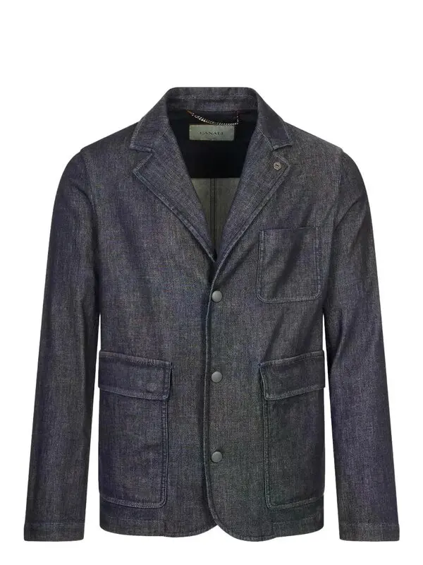 Canali Denim Patch Pocket Jacket - Blue