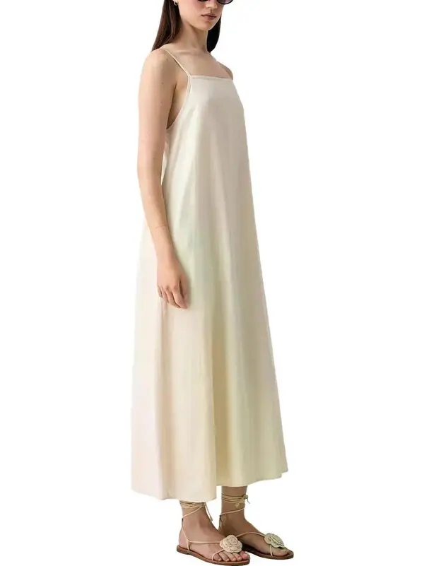 VICOLO Spaghetti Strap Scoop Back Maxi Dress - Neutrals