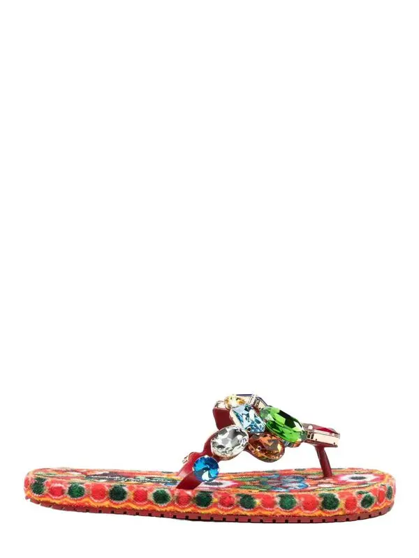 Dolce & Gabbana Embellished Carretto-print Sandals - Red