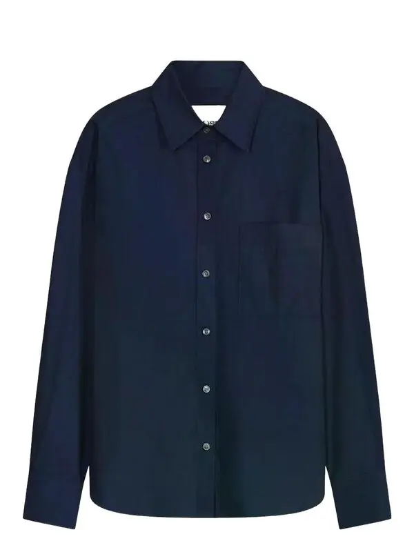 Closed Chest-pocket Button-up Shirt - Blue