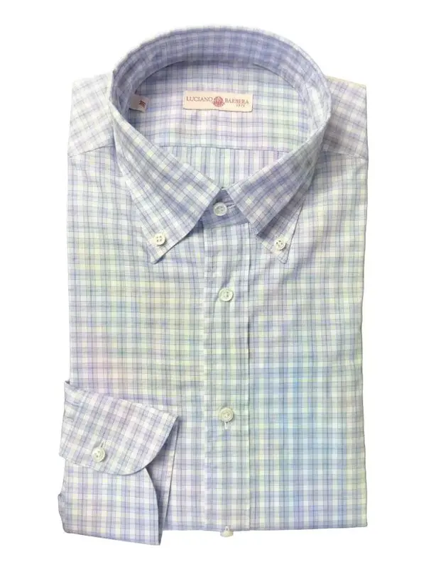 Luciano Barbera Checked Button-down Shirt - Blue
