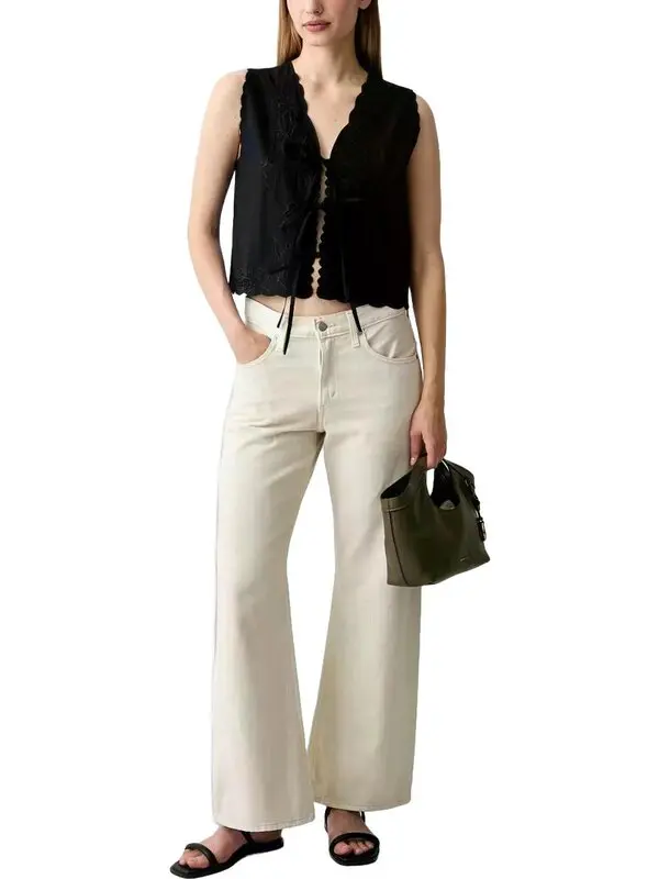 HOSS INTROPIA Cecilia Embroidered Scallop-edge Vest - Black