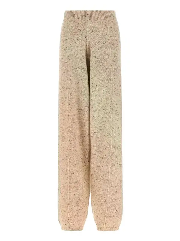 Fabiana Filippi Mélange-knit Ribbed-cuff Trousers - Neutrals
