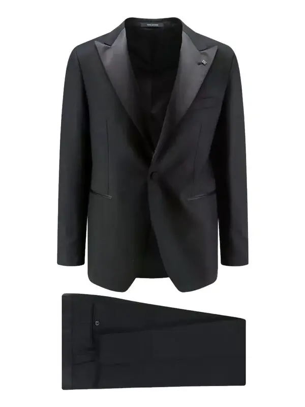 Tagliatore Satin-lapel Virgin-wool Tuxedo - Black