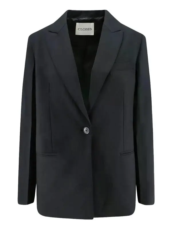 Closed Single-breasted Peak-lapel Blazer - Black