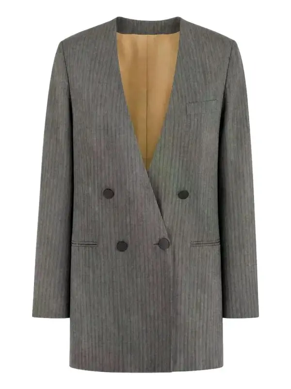 Alberta Ferretti Pinstripe Double-breasted Blazer - Grey