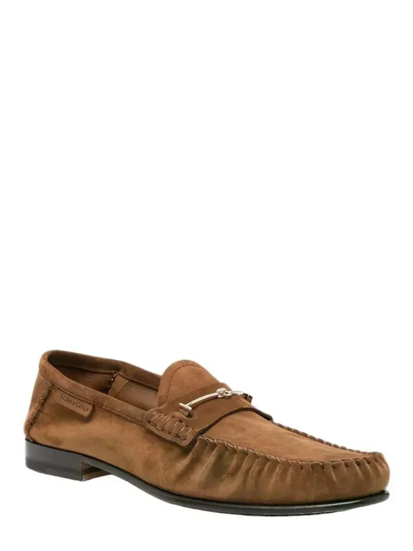 TOM FORD T-bar Suede Loafers - Brown