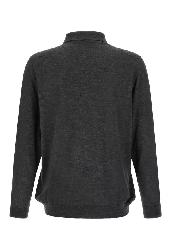 Kiton Half-zip Wool Polo Shirt - Grey