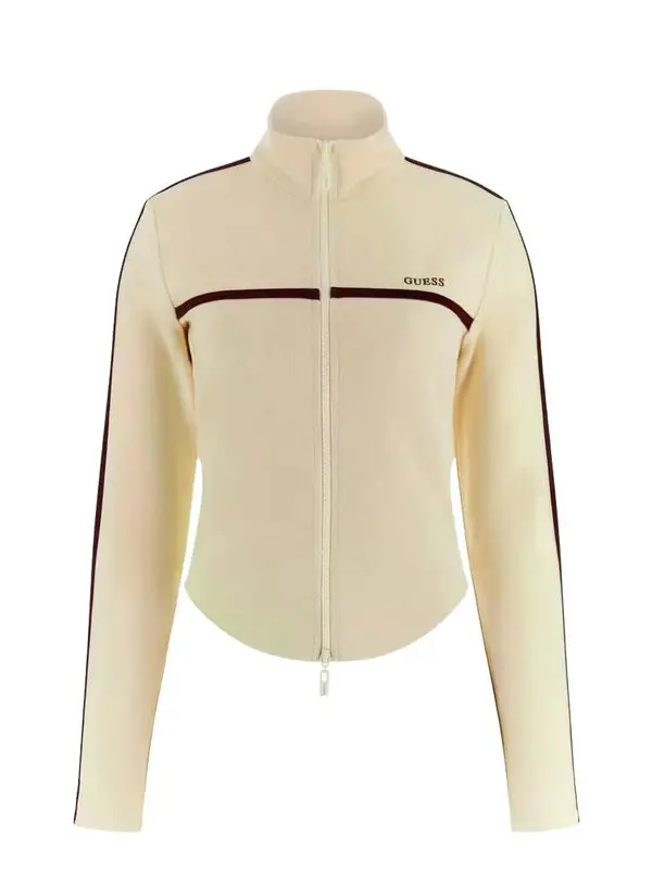 Guess Jasmine Side-stripe Zip-up Sweatshirt - Neutrals
