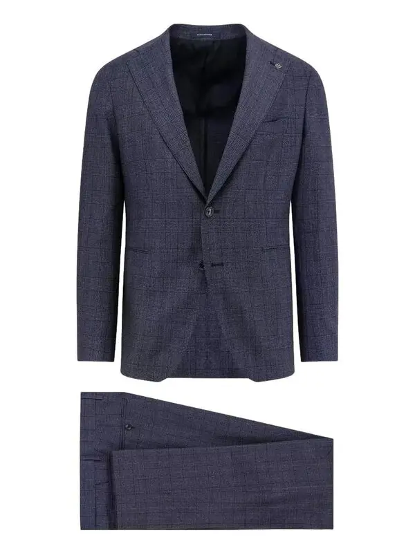 Tagliatore Checked Single-breasted Suit - Blue