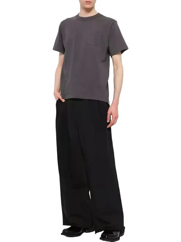 Sacai Side-zip Cotton T-shirt - Grey