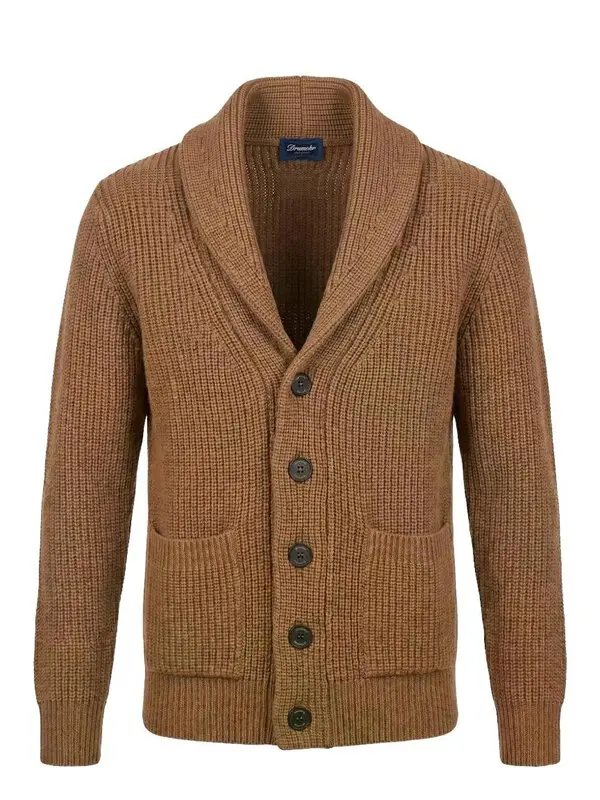 DRUMOHR Shawl-collar Ribbed Cardigan - Brown