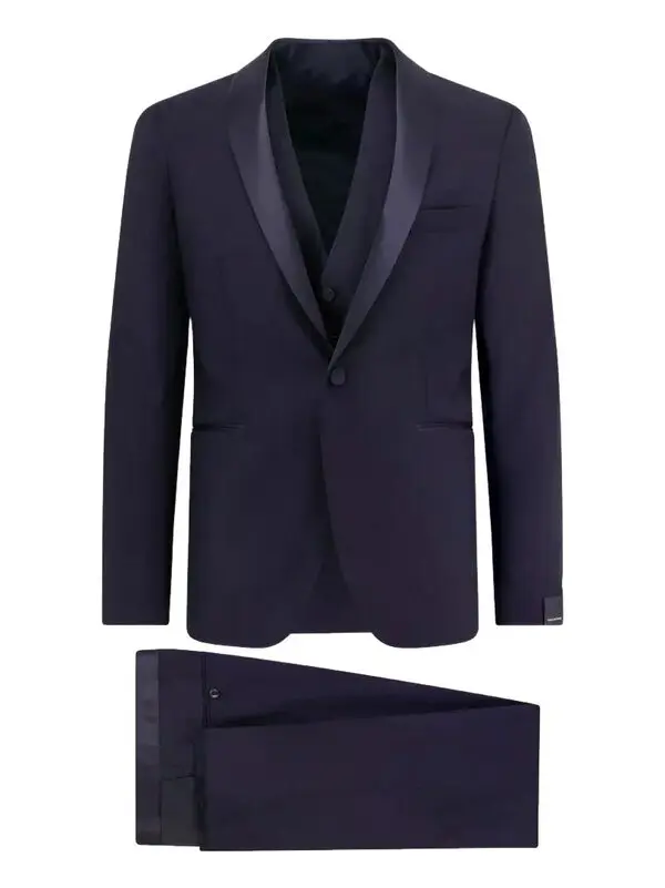 Tagliatore Satin-trim Three-piece Tuxedo Suit - Blue