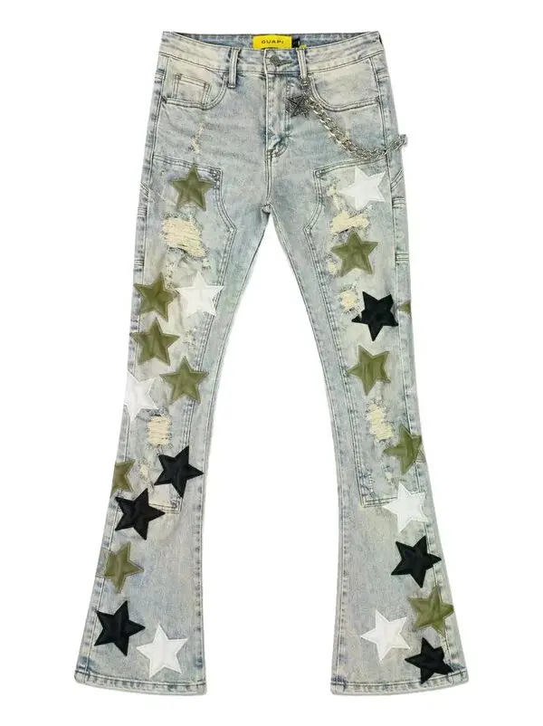 GUAPI Star-appliqué Distressed Jeans - Blue