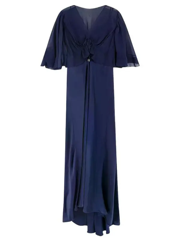 Alberta Ferretti Ruffled Satin-finish Maxi Dress - Blue