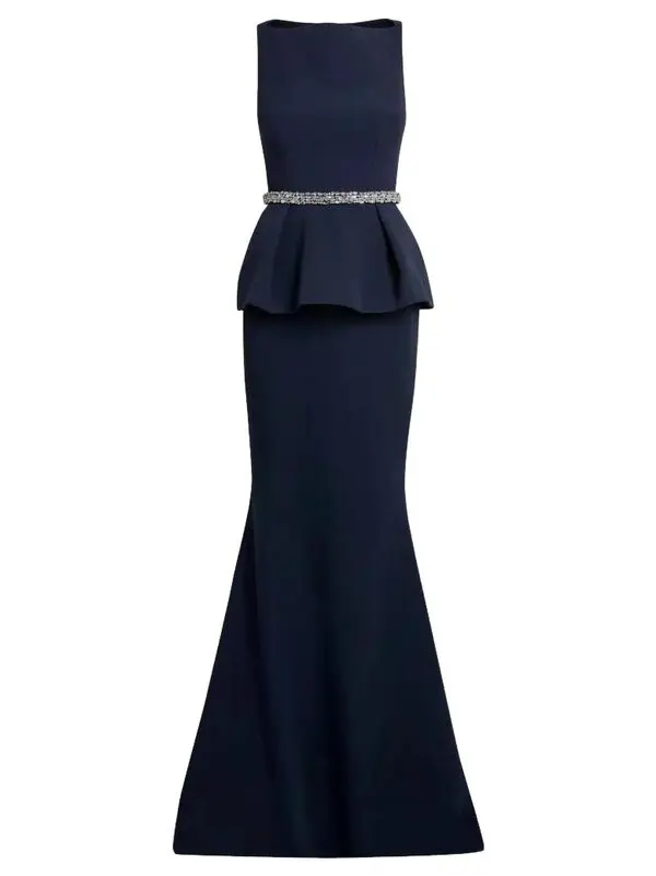 Safiyaa Carter Crystal-embellished Peplum Gown - Blue