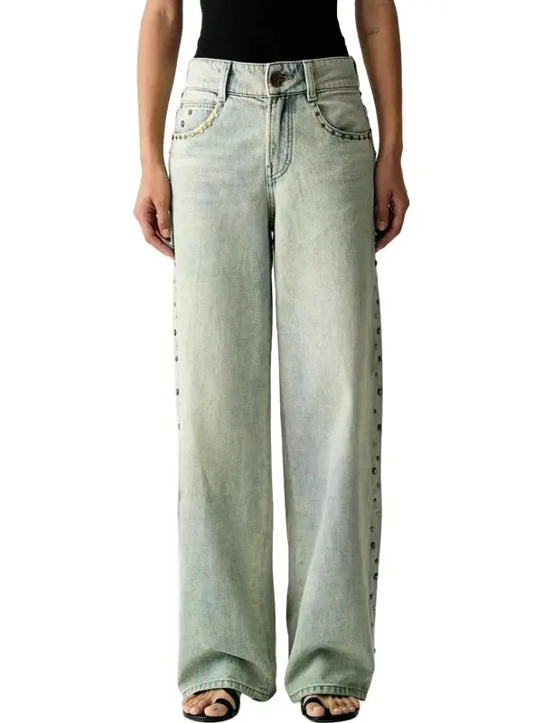 Miss Sixty Stud-embellished Wide-leg Jeans - Blue