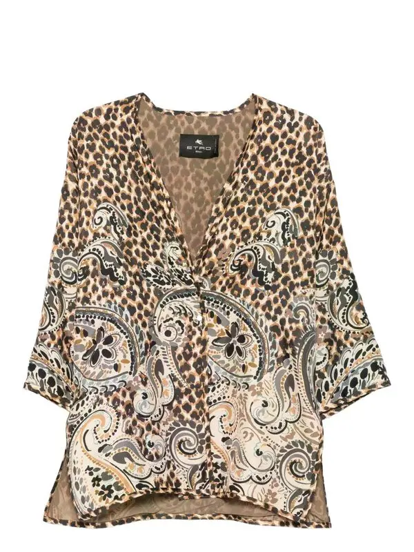 Etro Leopard-print Paisley-print Jacket - Brown