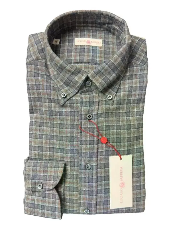 Luciano Barbera Plaid Flannel Shirt - Grey