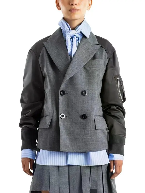 Sacai Double-breasted Hybrid Jacket - Grey