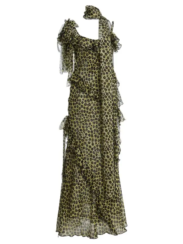 SIEDRES Monica Ruffled Devoré Chiffon Maxi Dress - Multi