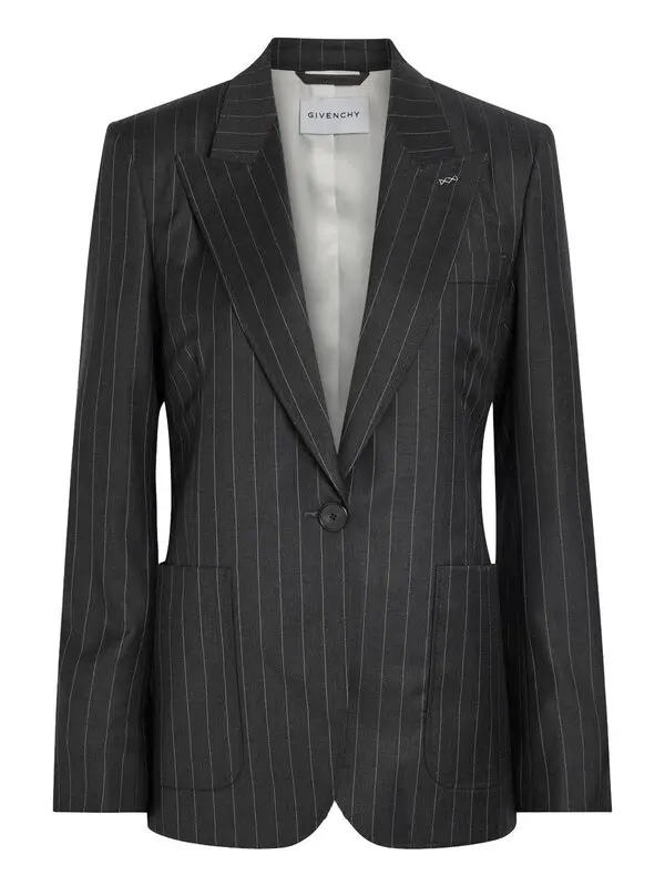 Givenchy Pinstriped Wool Blazer - Grey