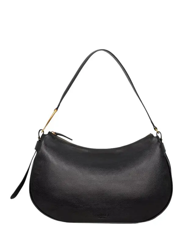TWINSET Logo-debossed Hardware-detail Leather Shoulder Bag - Black