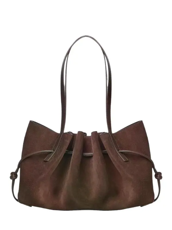 Yuzefi Scallop Ruched-suede Shoulder Bag - Brown