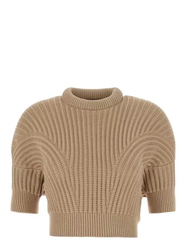 Sportmax Ribbed-knit Cropped Sweater - Neutrals
