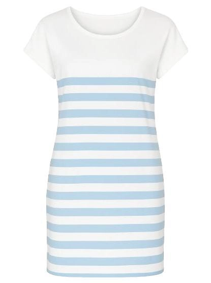 CONQUISTA Short-sleeve Striped Dress - Blue