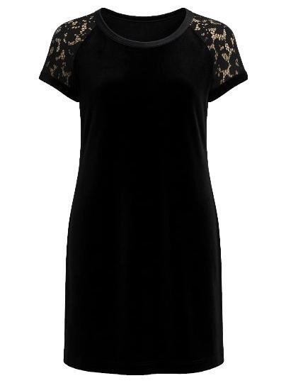 CONQUISTA Velvet And Lace Dress - Black