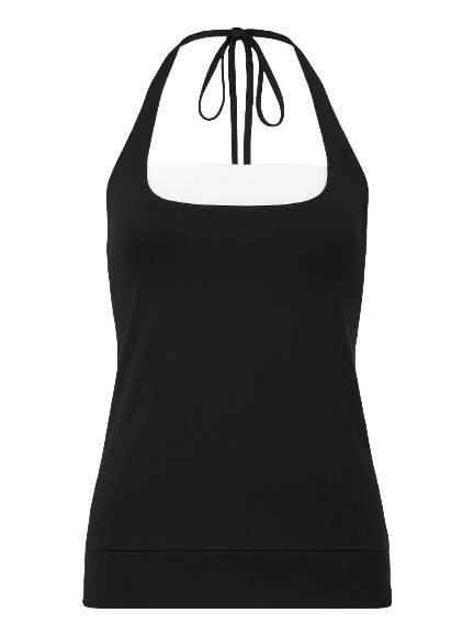 CONQUISTA Halter Neck Faux Layer Top - Black