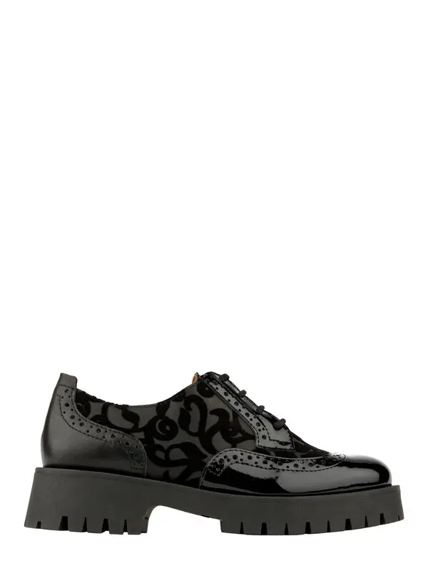 EMBASSY LONDON USA Artisan Floral Platform Oxford Shoes - Black