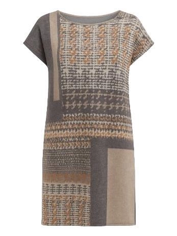 CONQUISTA Patterned Midi Sweater Dress - Grey