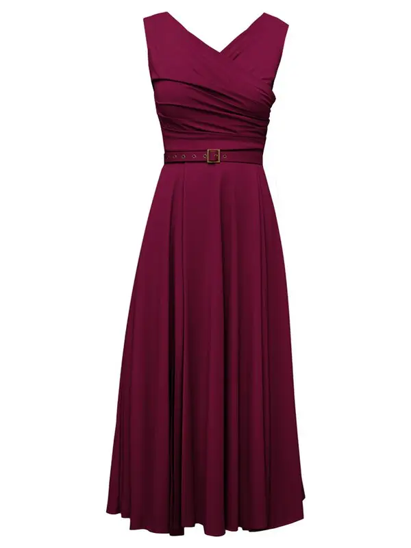 ALINA CERNATESCU Asmira Midi Drape Dress - Red