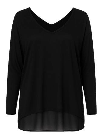 CONQUISTA Batwing Sheer Detail Top - Black