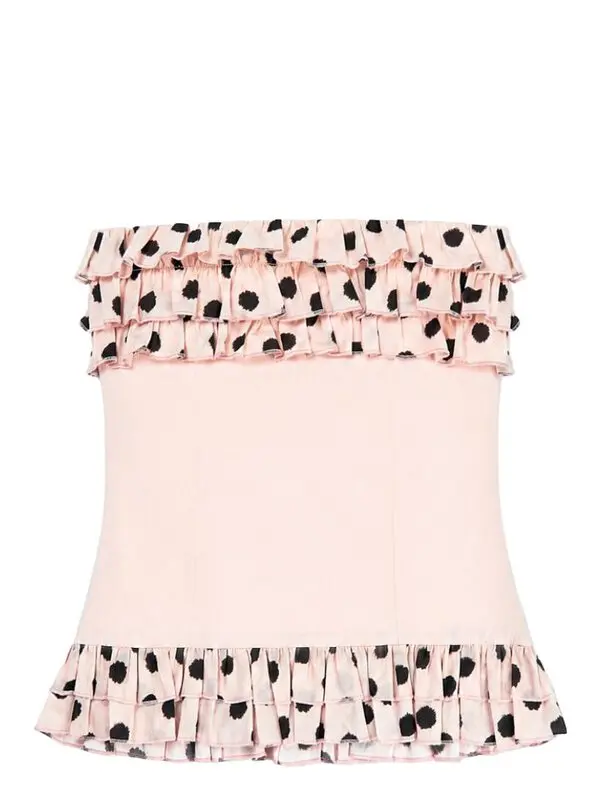 Carmen Says Polka Dot Print Top - Beige