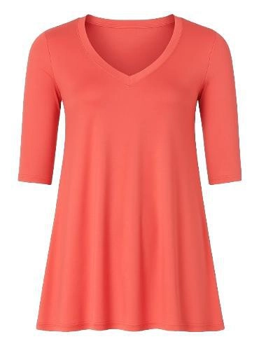CONQUISTA V-neck Top With Crepe Detail - Red