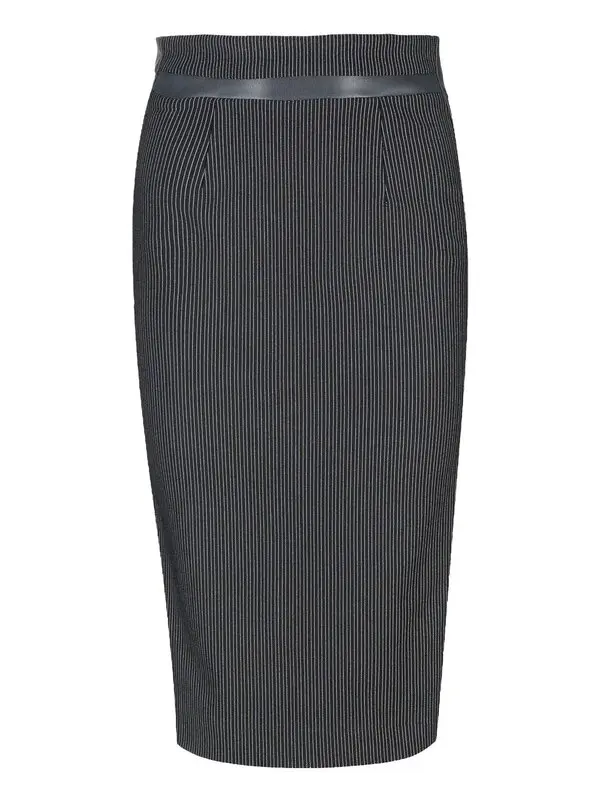 CONQUISTA High-waisted Pencil Skirt With Leather Detail - Black
